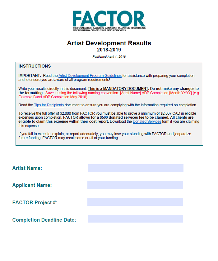 Recipient Resources - FACTOR Canada